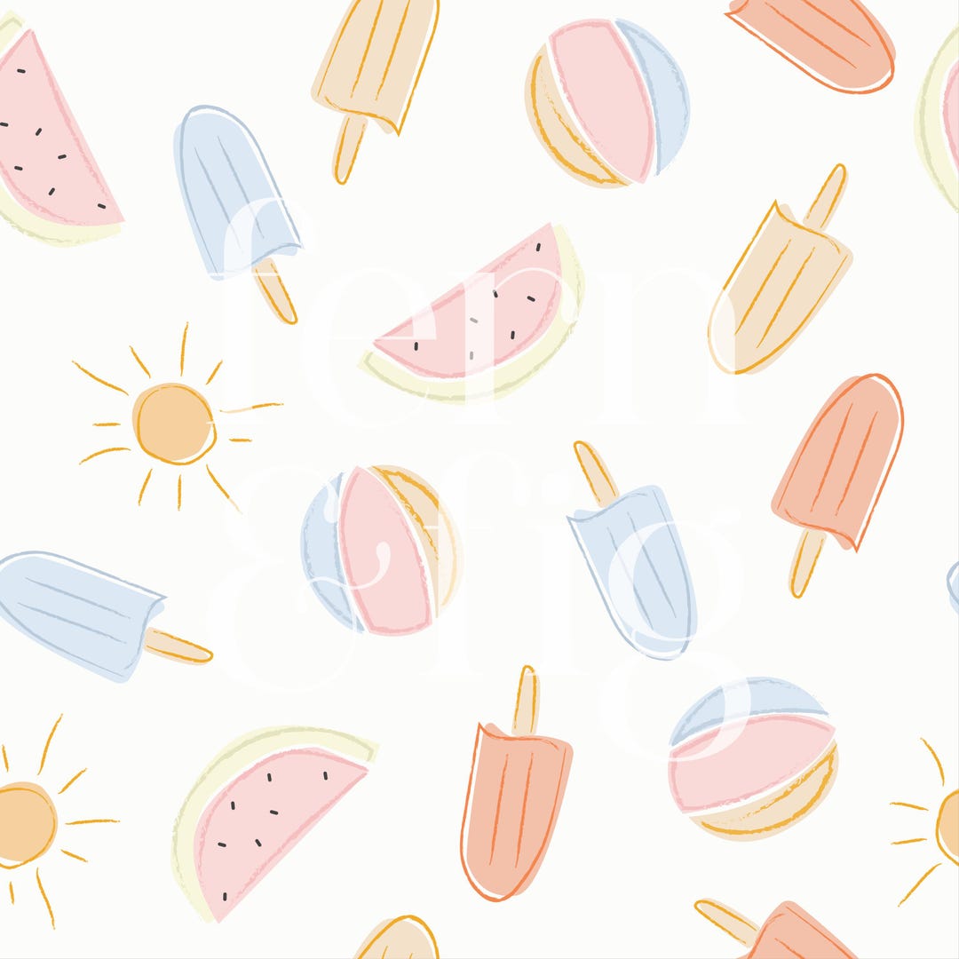 Summer Lovin' / Off-white / Seamless Pattern - Etsy