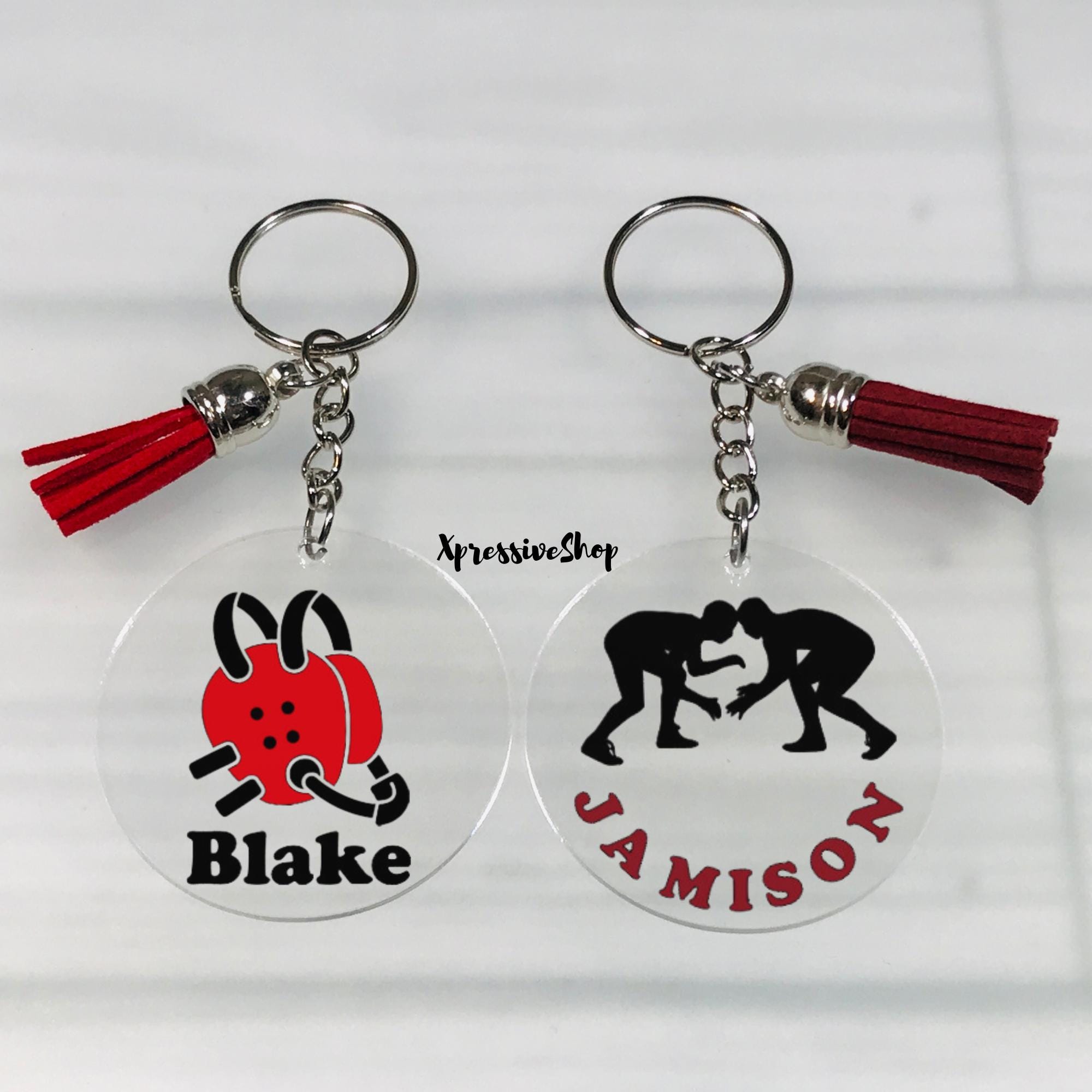 Personalized Wrestling Keychain: Wrestler Singlet Team Bag Tag - Etsy