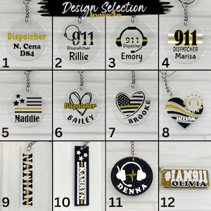 Personalized 911 Dispatcher Keychain, Thin Gold Line Gift ...