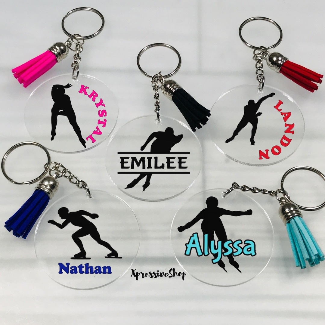 Personalized Speed Skating Keychain, Inline Team Bag Tag, Ice Sports ...
