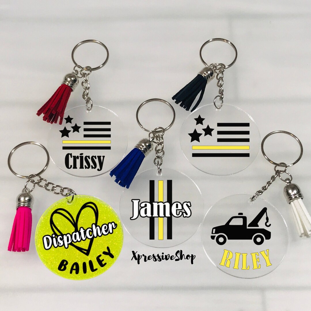 Personalized Thin Yellow Line Keychain, Thin Yellow Line Gift, Tow ...
