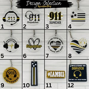 Personalized 911 Dispatcher Keychain, Thin Gold Line Gift ...