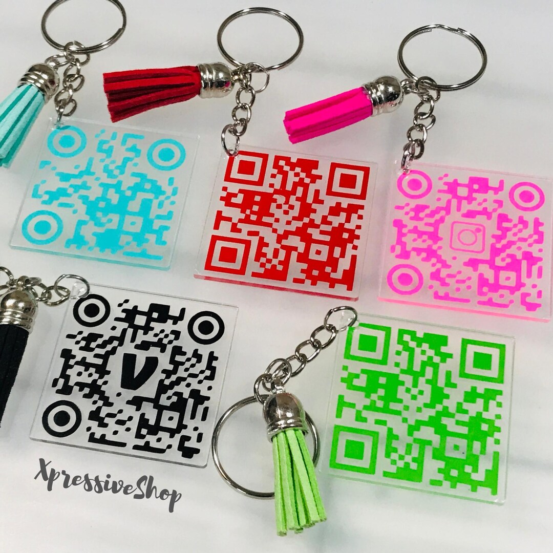 Custom QR Code Keychain: Scan to Connect - Website, Social Media, Music ...