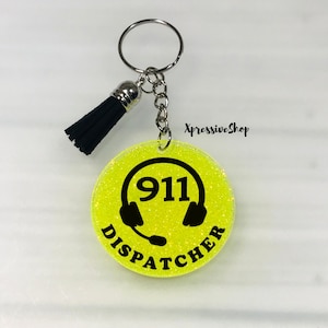 Personalized 911 Dispatcher Keychain, Thin Gold Line Gift ...