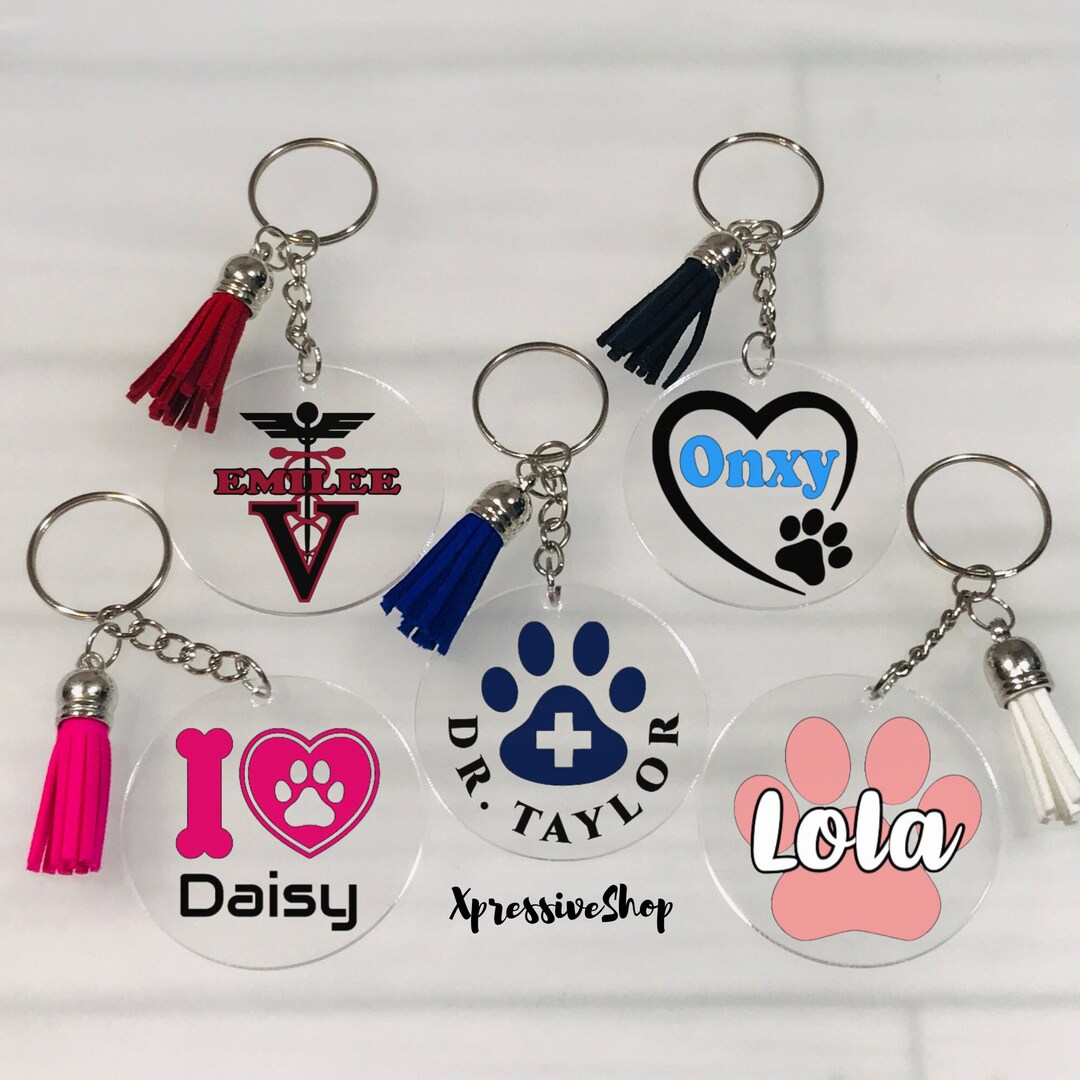 Personalized Veterinarian Keychain, Dog Mom, Paw Print Keychain ...