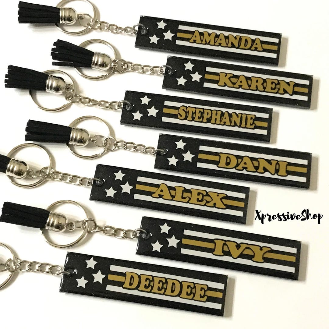 Personalized 911 Dispatcher Keychain, Thin Gold Line Gift ...