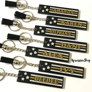 Personalized 911 Dispatcher Keychain, Thin Gold Line Gift ...
