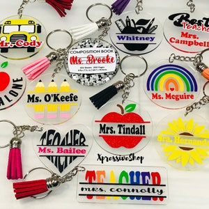 Personalized Teacher Keychain, Teacher Appreciation Week, Acrylic Apple ...