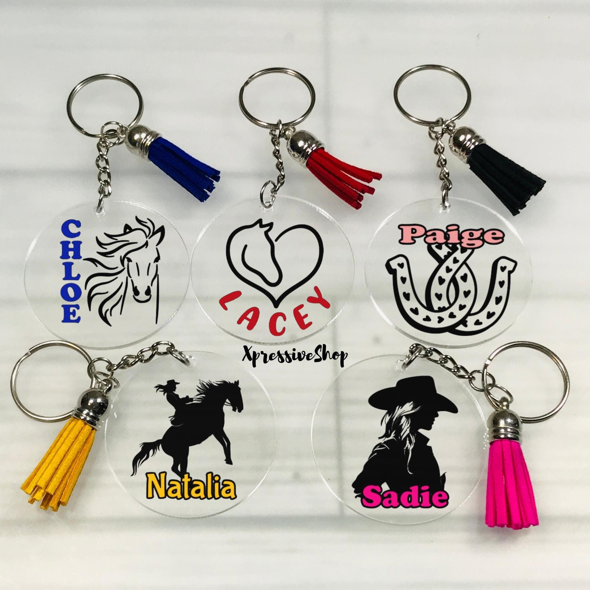 Personalized Horse Keychain: Equestrian Horseshoe Gift With Leather ...