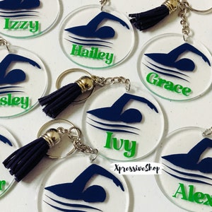 Personalized Swim Keychain, Swimmer Keyring, Artistic Swim, Dive Team ...