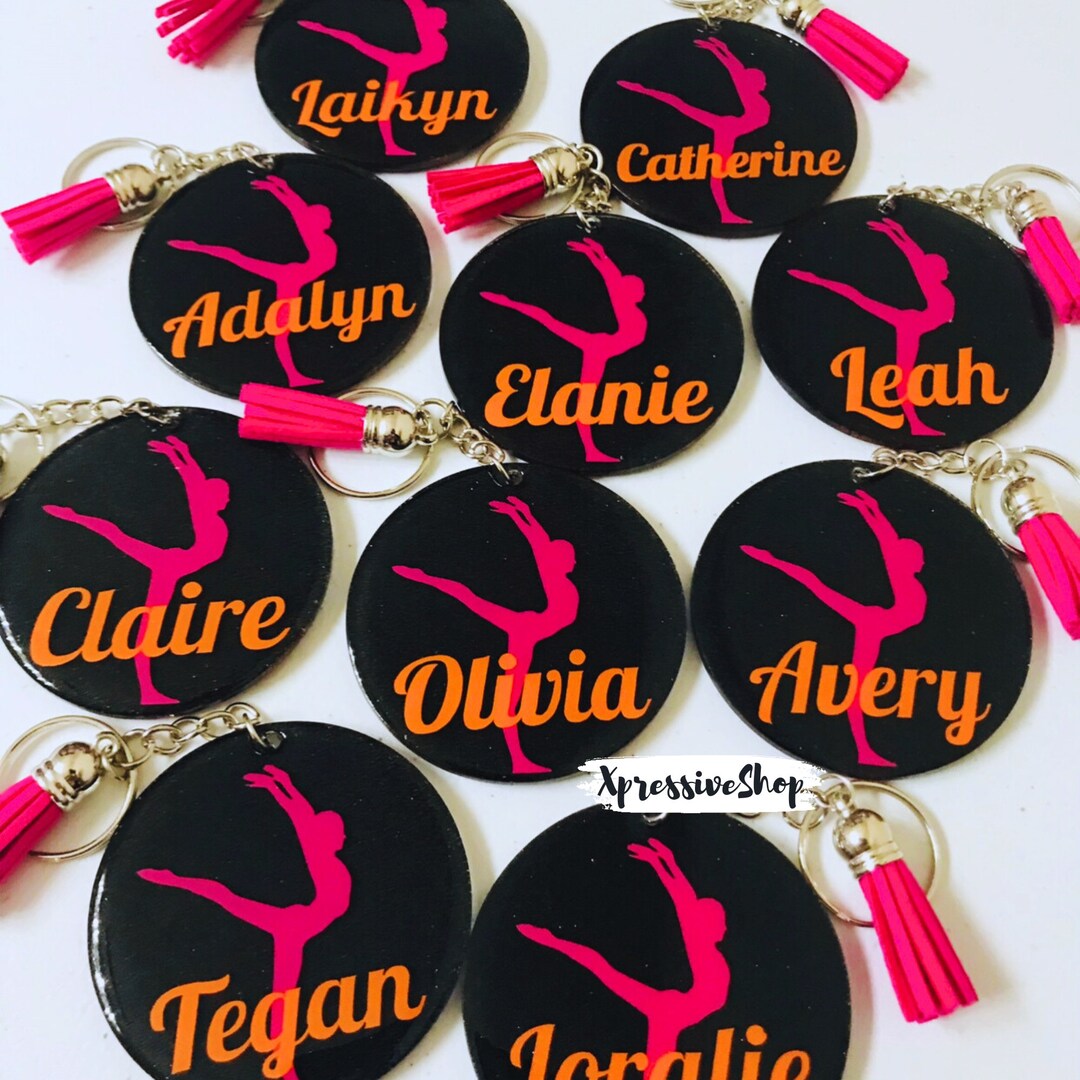 Personalized Gymnast Keychain: Glitter Gymnastics Dancer Bag Tag Team ...
