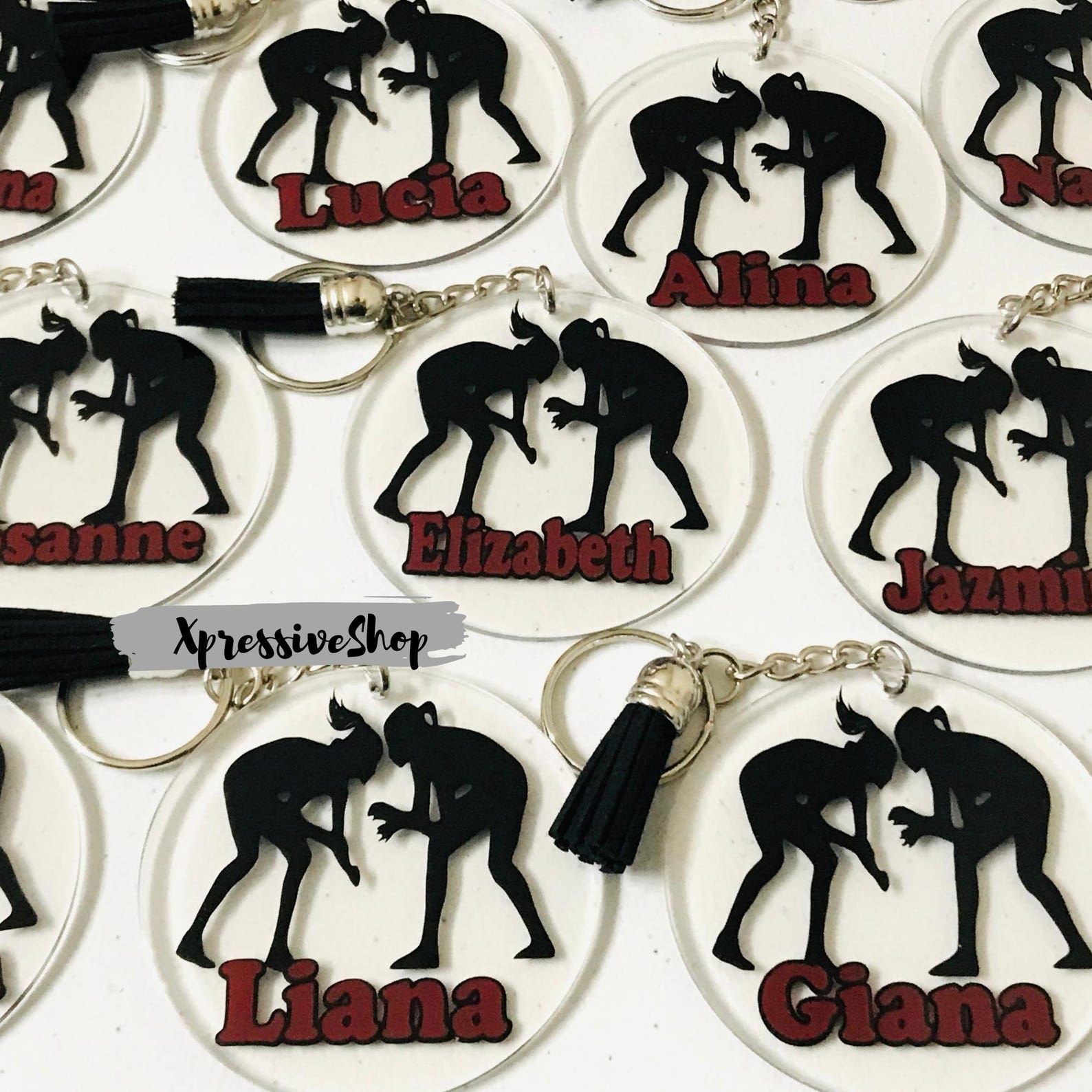 Personalized Wrestling Keychain: Wrestler Singlet Team Bag Tag - Etsy