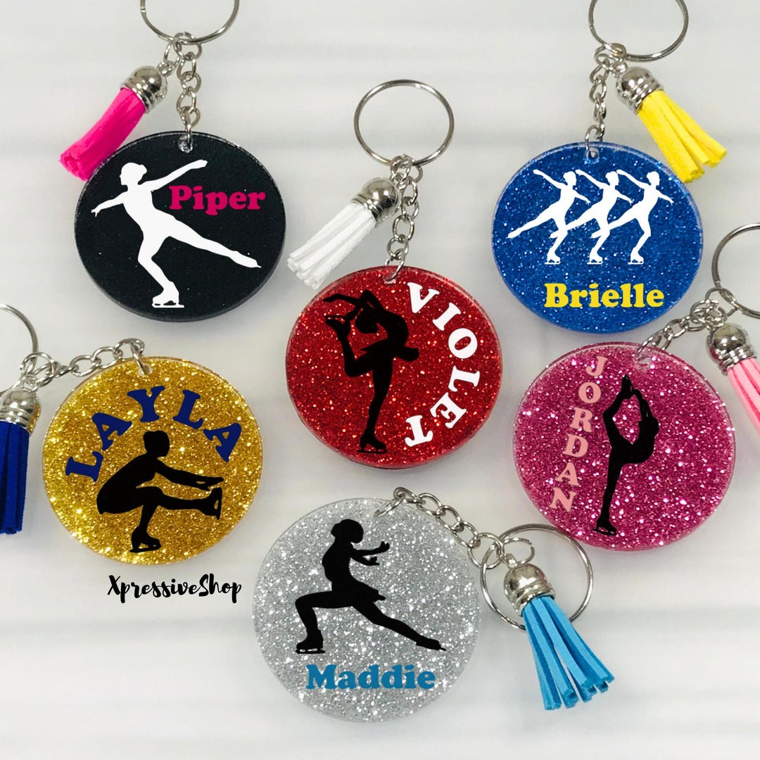 Personalized Glitter Figure Skating Keychain: Synchro Skater Gift, Ice ...