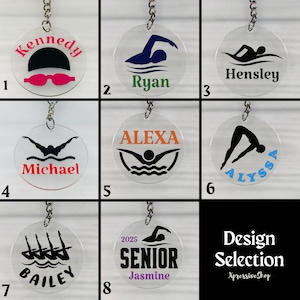 Personalized Swim Keychain, Swimmer Keyring, Artistic Swim, Dive Team ...