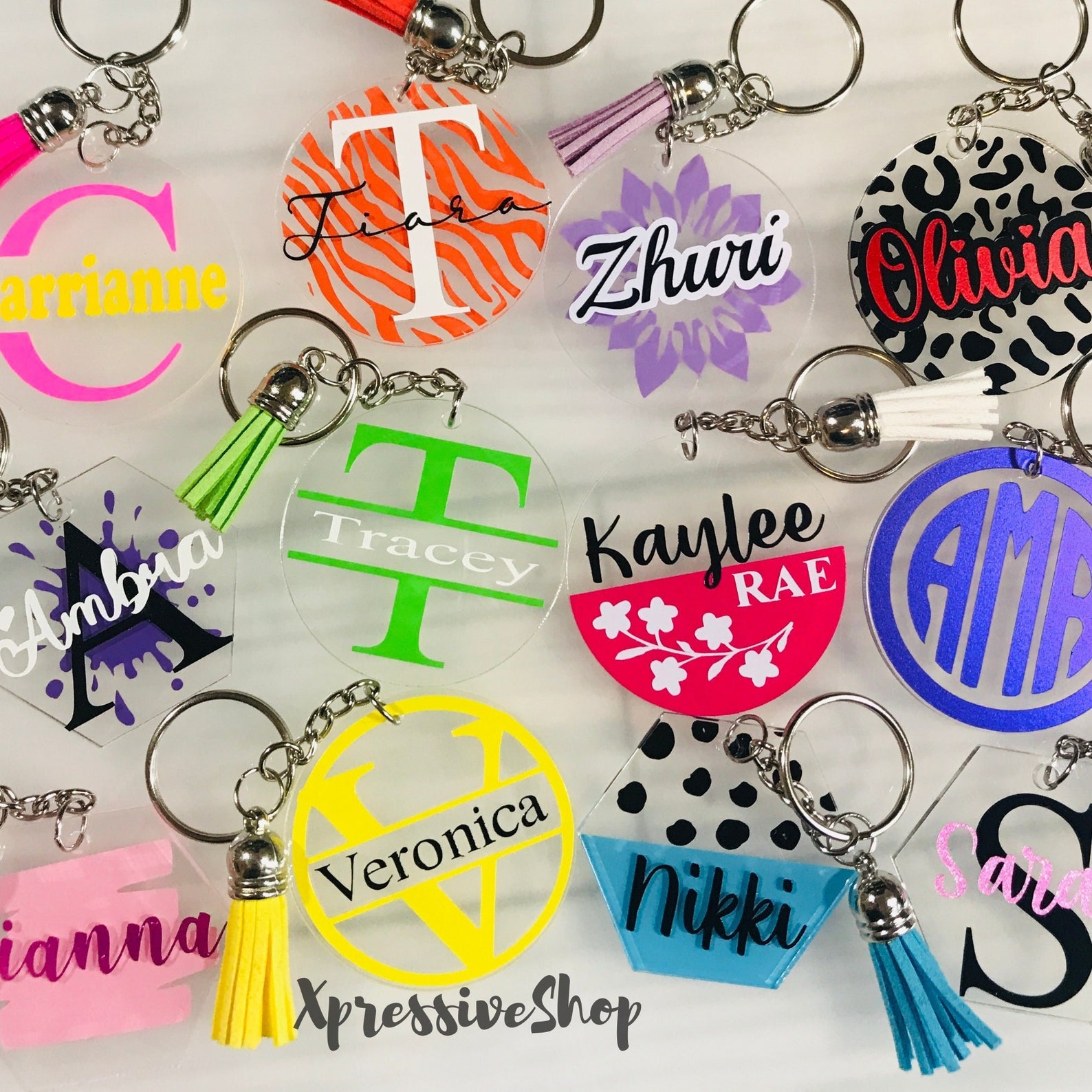 Personalized Acrylic Keychain Round Keychains Custom Name - Etsy