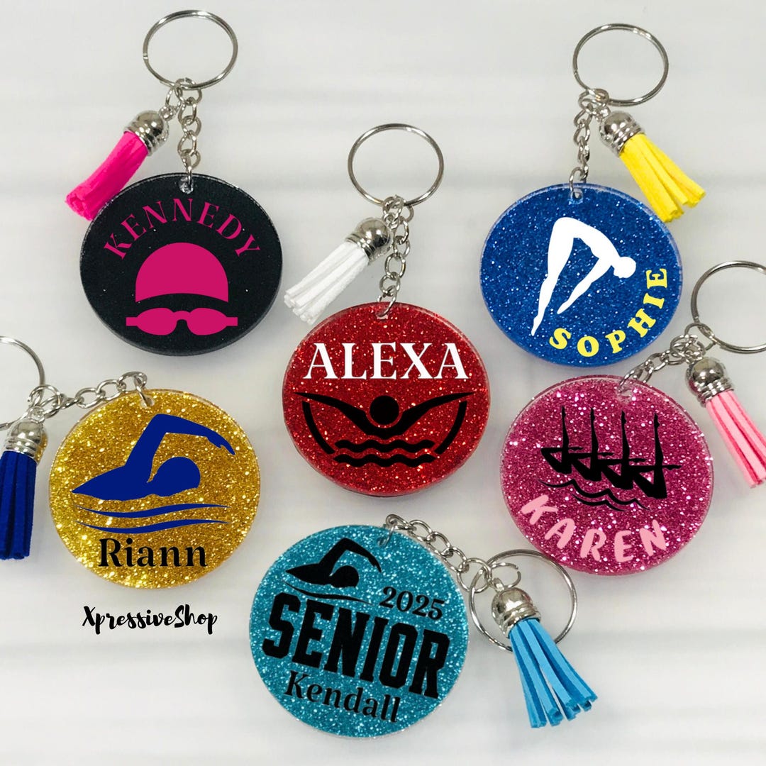 Personalized Swim Keychain, Swimmer Keyring, Swimmer Gift, Dive Team ...