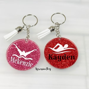 Personalized Swim Keychain, Swimmer Keyring, Swimmer Gift, Dive Team ...