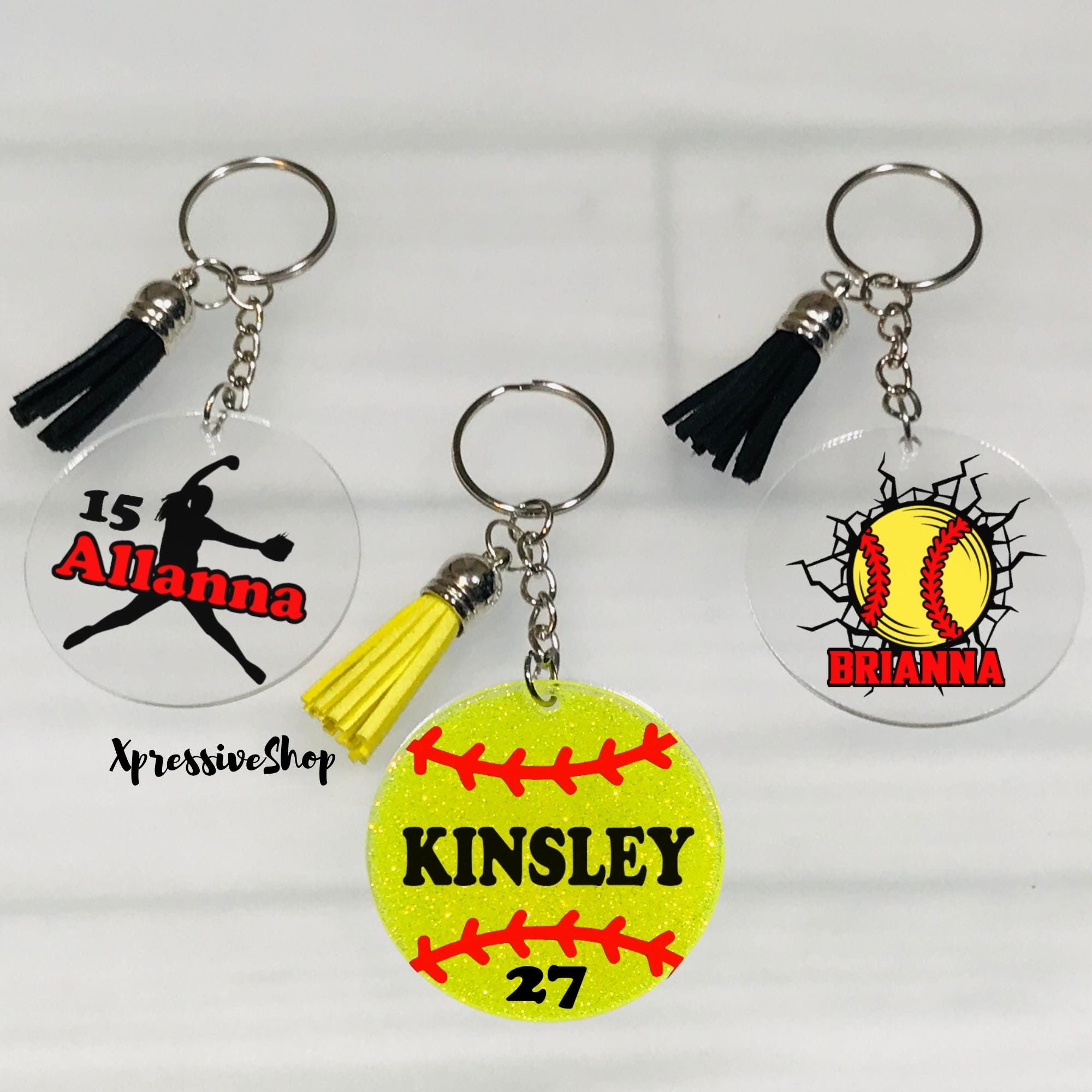 Personalized Softball Keychain: Softball Team Gift Bag Tag - Etsy