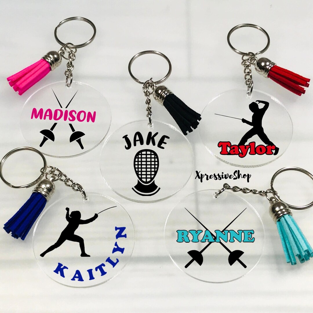 Personalized Fencing Keychain, Fencing Tag, Fencing Gift, Fencing Coach ...