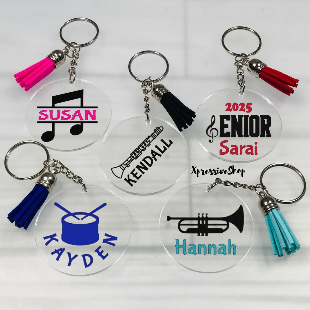 Personalized Marching Band Keychain, School Band Gift, School Band ...