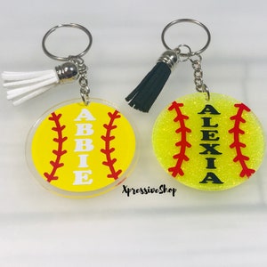 Personalized Softball Keychain: Softball Team Gift Bag Tag - Etsy