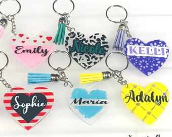 Acrylic Heart Keychain - Etsy