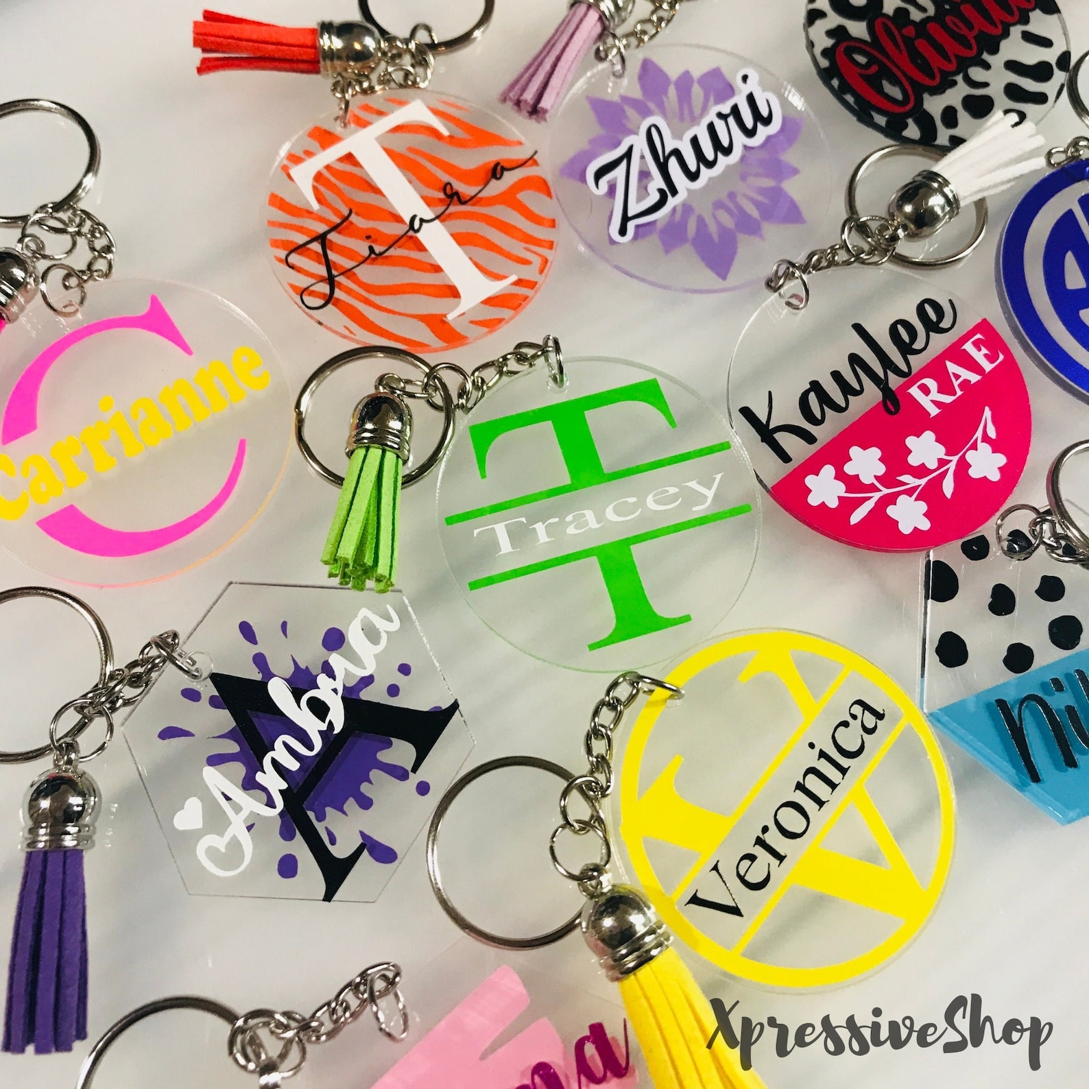 Personalized Acrylic Keychain Round Keychains Custom Name - Etsy