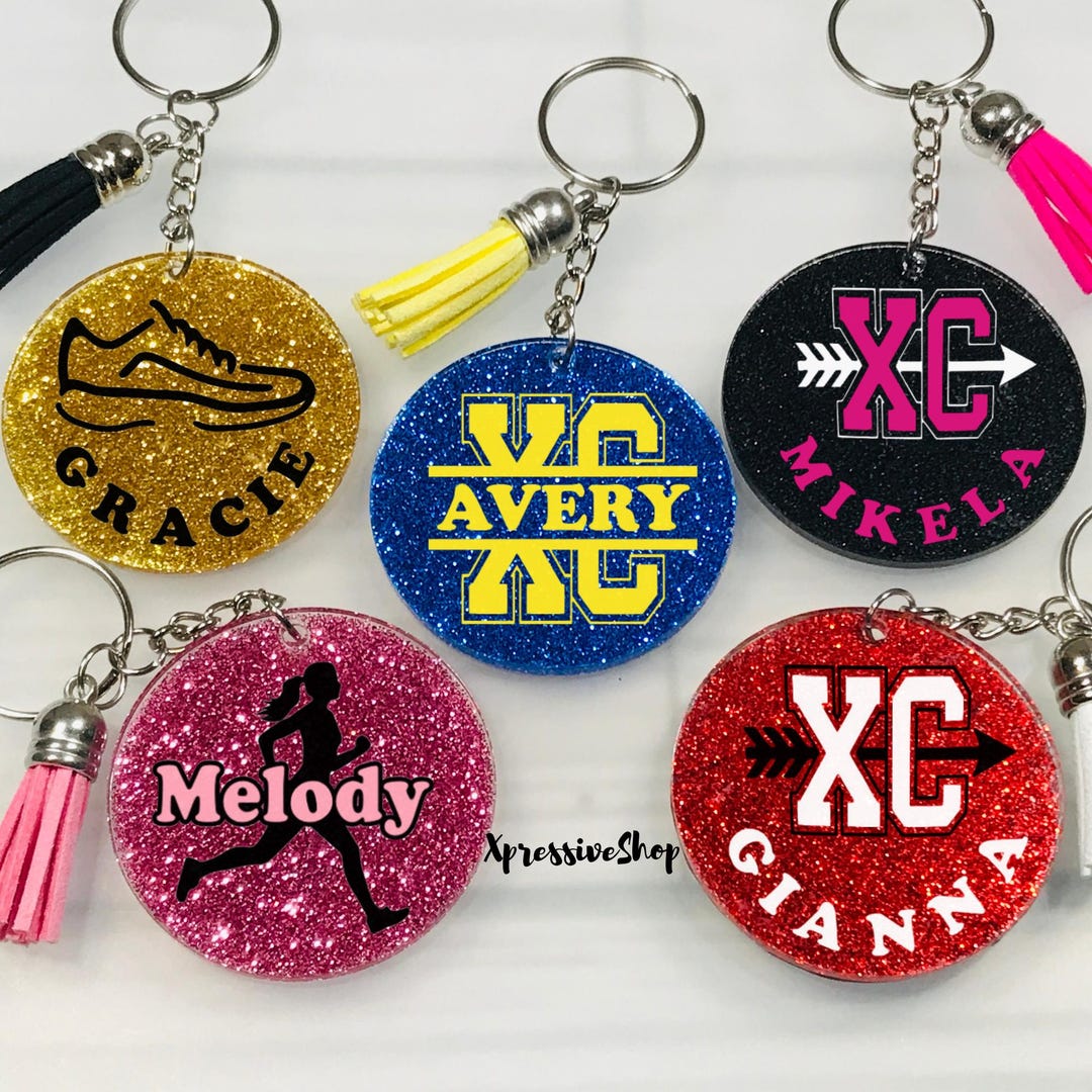 Personalized Glitter Cross Country Keychain: XC Runner Gift - Etsy