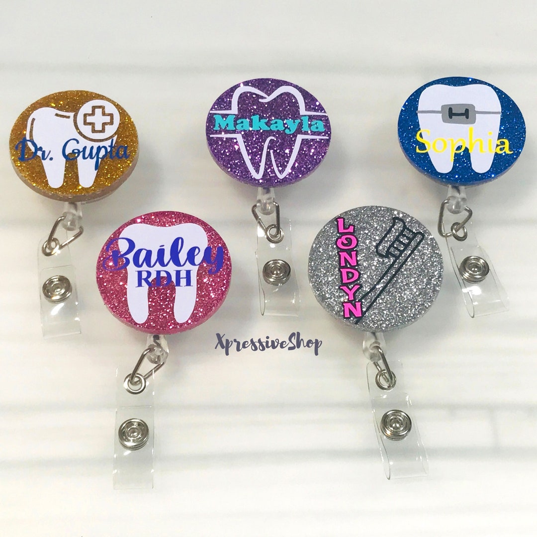 Personalized Dentist Retractable Badge Reel ID Dentist Badge Reel ...