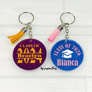 Personalized Graduation Keychain, Custom Class of 2024 Gift, Graduate ...
