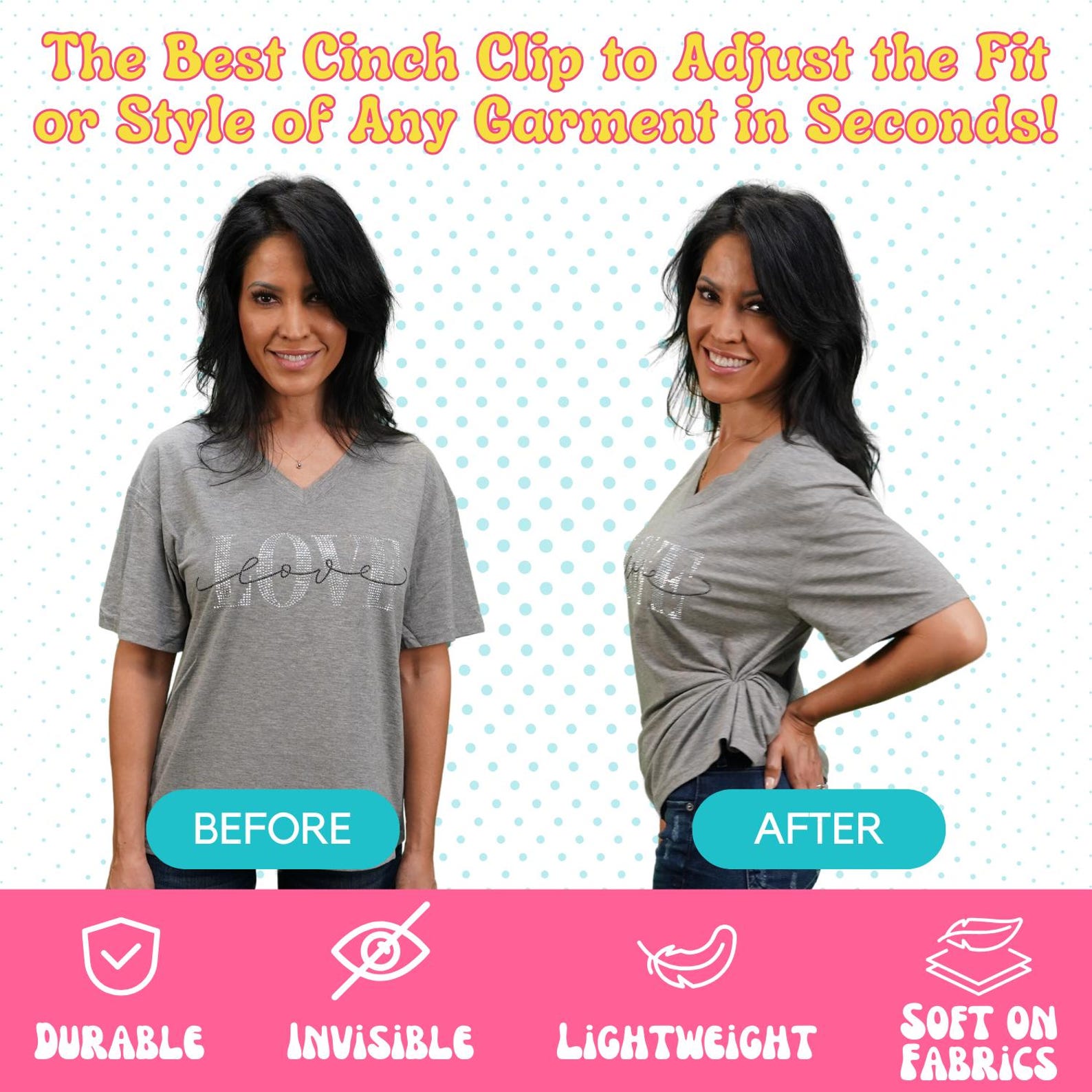 Cinch It! 5-pack Clothing Clips - No-sew Fit & Style for Tshirts ...