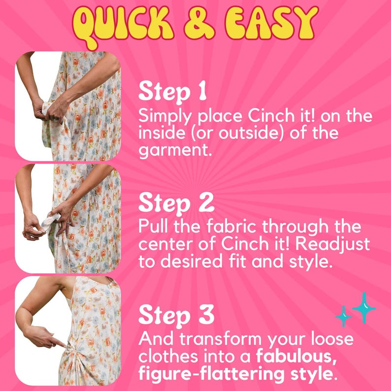 Cinch It! 5-pack Clothing Clips - No-sew Fit & Style for Tshirts ...