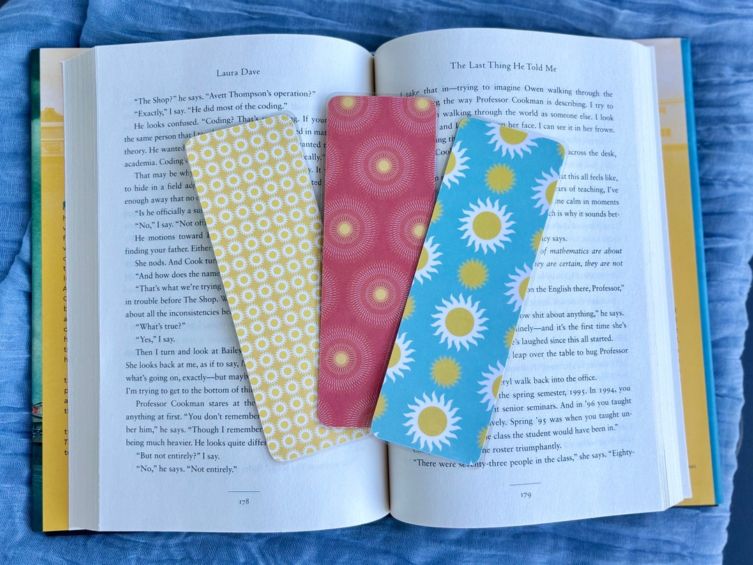 Sunshine Patterned Laminated Paper Bookmark, Laminated 6x2 Inch Book ...