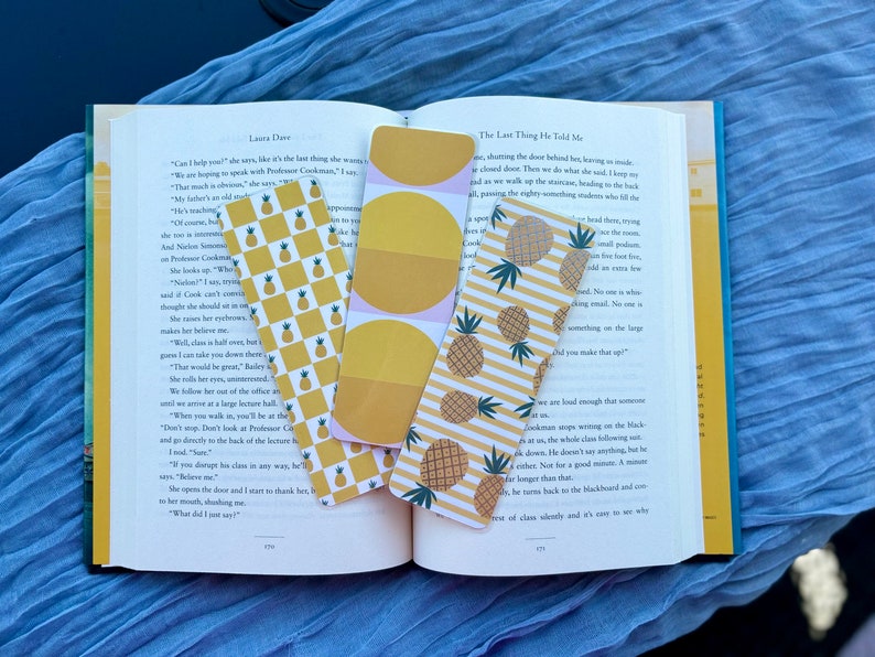 Pineapple Patterned Laminated Bookmark - Paper Bookmark for Books ...