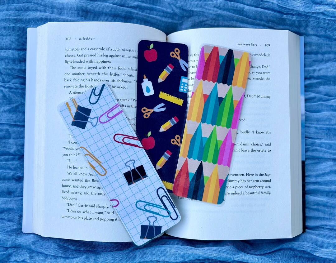 Back to School Paper Bookmark, Laminated, Fun School Supplies Pattern, Perfect for Kids - Etsy
