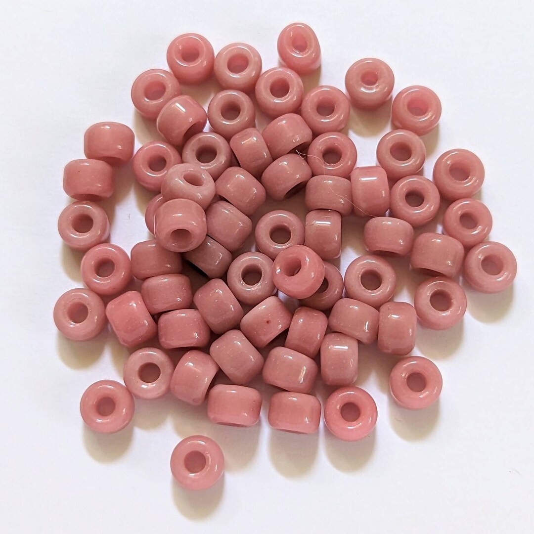 BUBBLEGUM PINK Greasy Vintage Czech 9 Mm Sintered Glass Crow Beads ...