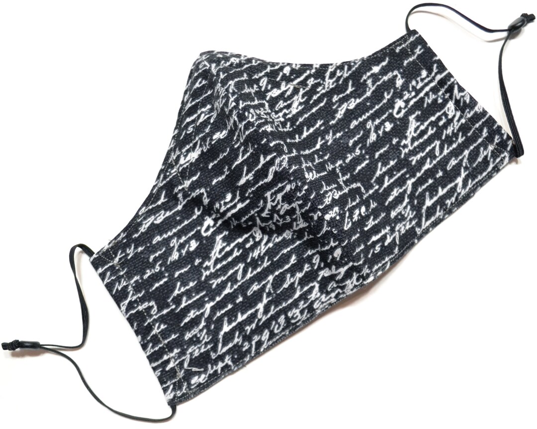 Black Script Mask 3 Layer Nose Wire Handwriting - Etsy