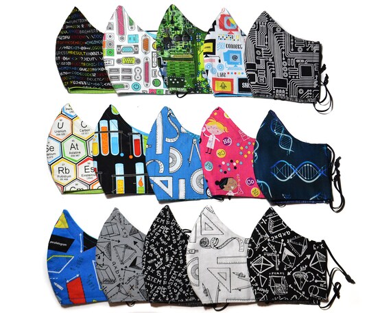 Science Mask Computer Face Mask With Nose Wire 3 Layer Math | Etsy