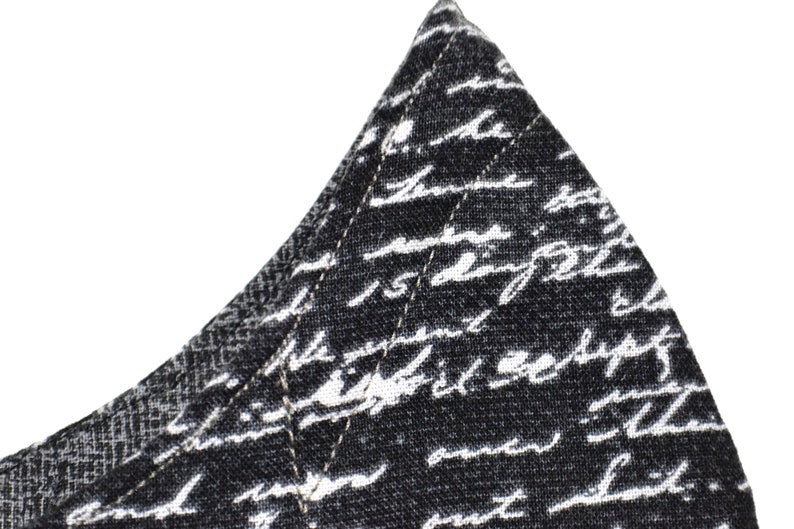 Black Script Mask 3 Layer Nose Wire Handwriting | Etsy