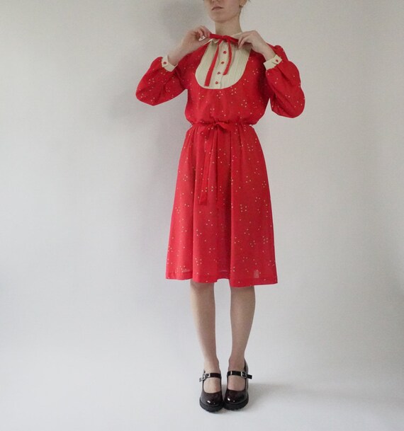 1970s red polyester dress | 70s dress | 70s mini dres… - Gem