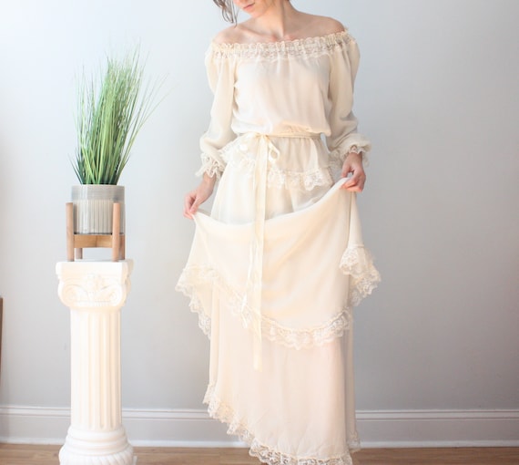 Deadstock 1970s two-piece set | 1970s lace set | 1970… - Gem