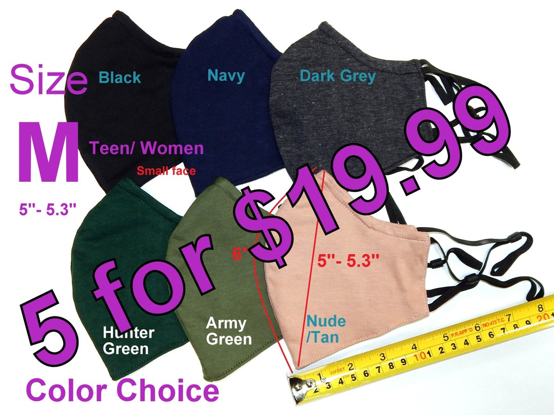 Size Small Medium Women Big Kids Reusable Cotton Lined Face Mask ...