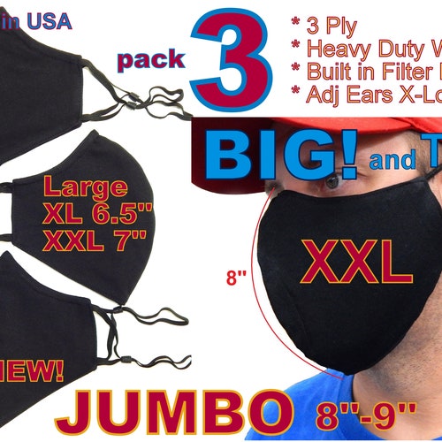 XL Face Mask With Nose Wire Large Face Mask Made With Filter - Etsy