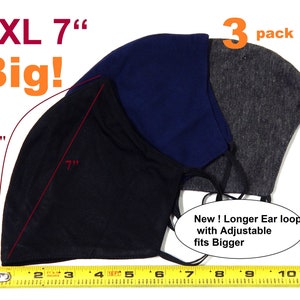 Pack of 3 Face Easy Breathing Masks XX Large XXL BIG and Tall 2 Layer ...