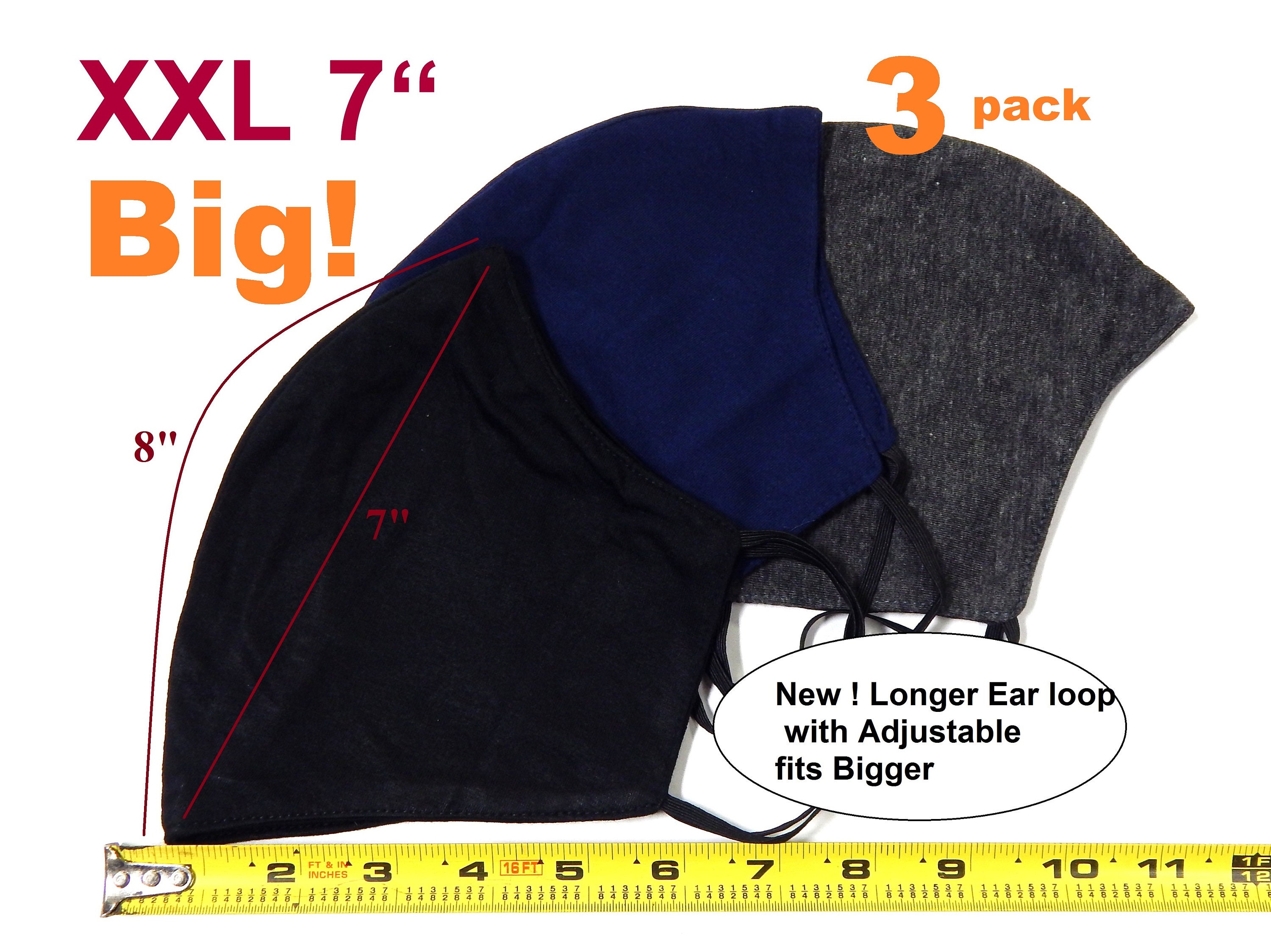 Pack of 3 Face Easy Breathing Masks XX Large XXL BIG and Tall - Etsy