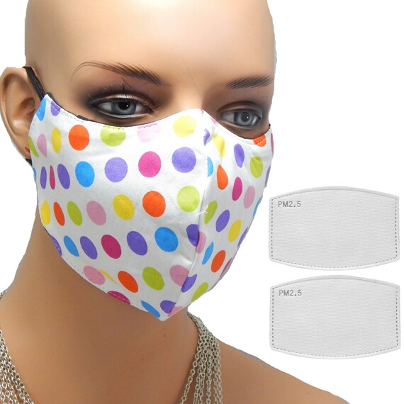 1 Set of Polka Dot Reusable Cotton Face Mask washable 3 layer | Etsy