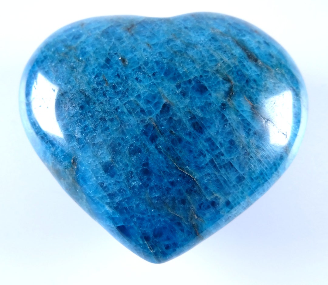 Deep Blue Apatite Puff Heart - Etsy