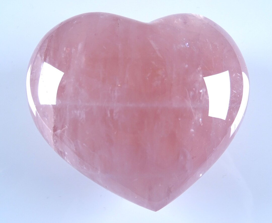 Gemmy Rose Quartz Puff Heart With Stunning TRIPLE 6 Ray STARS - Etsy
