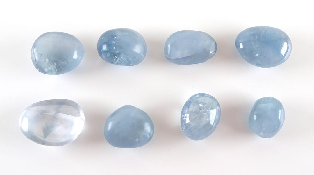 Set of 8 Celestite Crystal Pebbles - Etsy