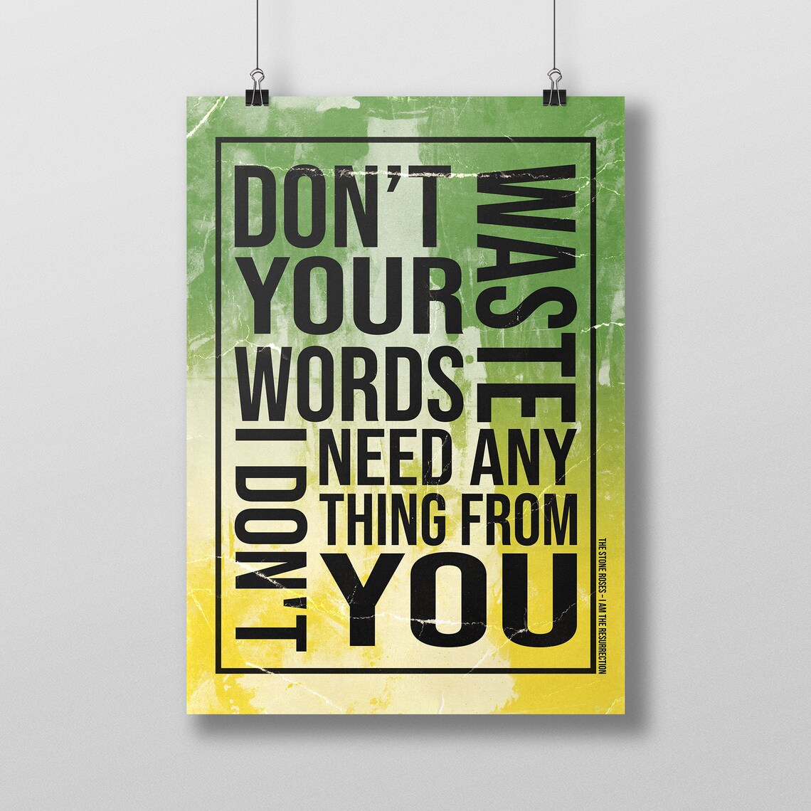 The Stone Roses Poster I Am the Resurrection Lyrics Artwork - Etsy